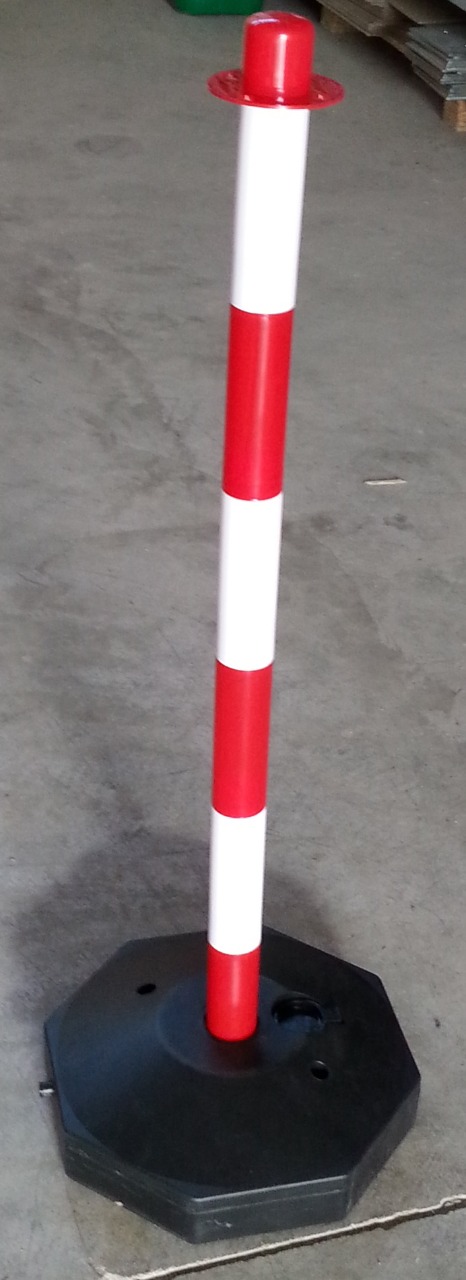 Κολόνα σήμανσης ψηλή δίχρωμη από PVC 90 cm με κούφια πλαστική βάση που ...